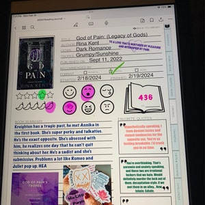 Digital Reading Journal, Book Review & Reading Tracker, Goodnotes ...