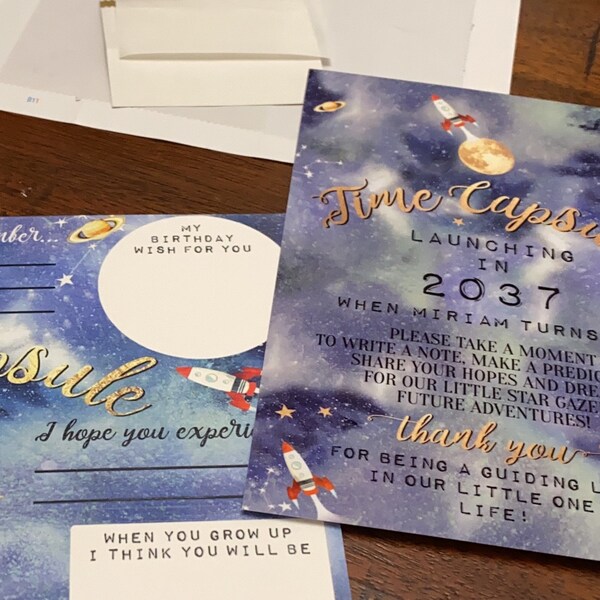 Time Capsule Template | Celestial Space Wish Notecards | Galaxy ...