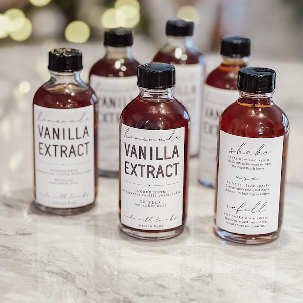 Homemade Vanilla Extract Instructions Label Template - Shake Use Refill ...