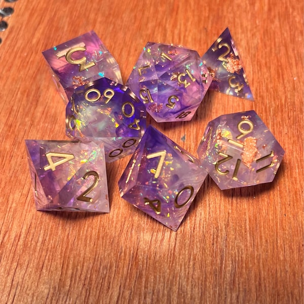 Light Purple DND Dice Set, Resin Sharp Edge Dice Set, D&D Dice Set for ...