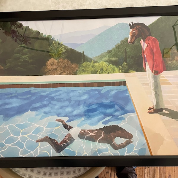 Bojack Horseman Poster | Hockney Pool Vintage Art Painting | Gift for ...