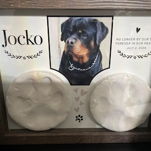 Pet Memorial Paw Print Holder Shadow Box, Two Paw Prints, Pet Loss ...