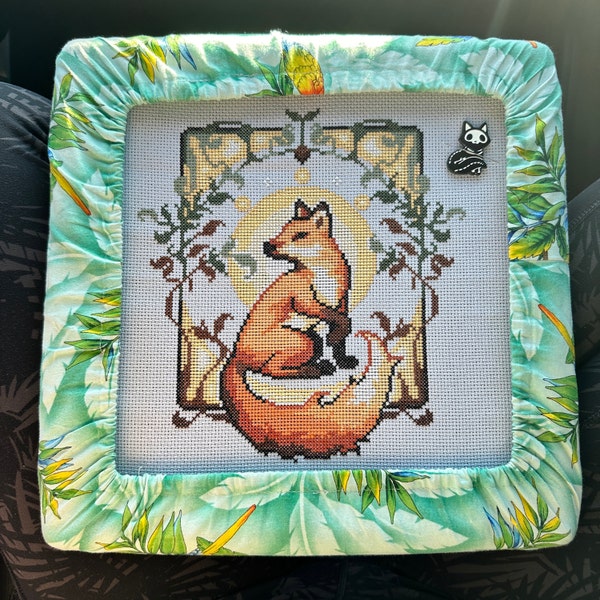 Art Nouveau Fox - Fancy Fox - Floral Arrangement - Forest Cross Stitch - Art History Cross ...
