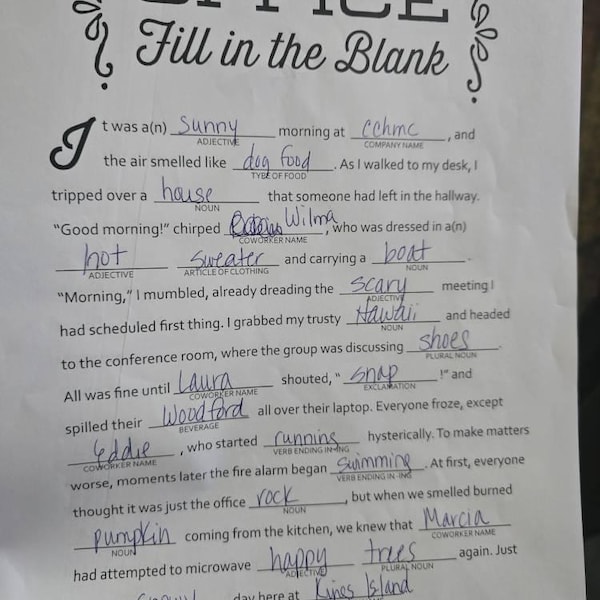 Office Mad Libs-style Game | Office Party Games | Team Building Games ...
