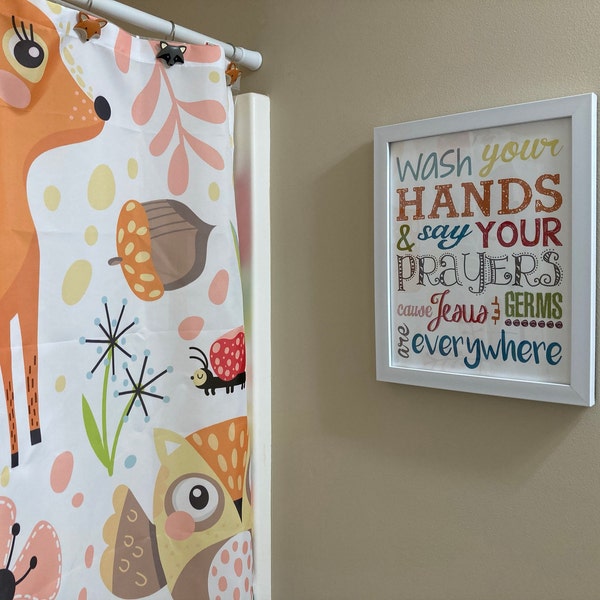 Wash Your Hands & Say Your Prayers. Jesus and Germs. Bathroom Decor ...