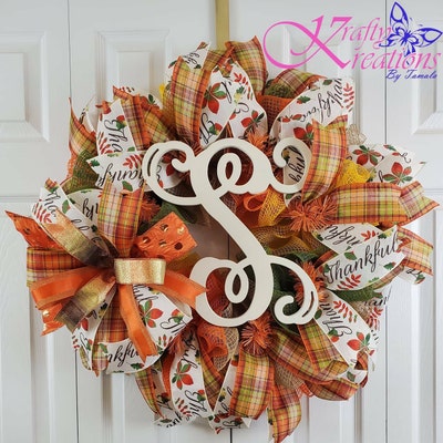 Custom Wreath Letters Wooden Initials for Door Sign Wreath Decor Letter ...