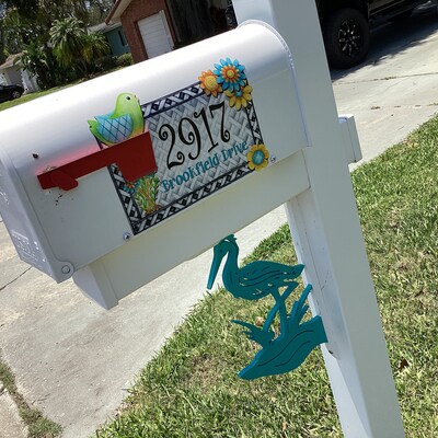 Mailbox Magnet Partial Cover Whimsical Bird Colorful Floral Custom ...