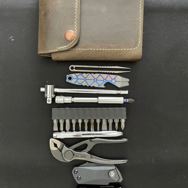 Tool Wallet V1 EDC Small Handmade Leather Free Laser Engraving. Hand ...
