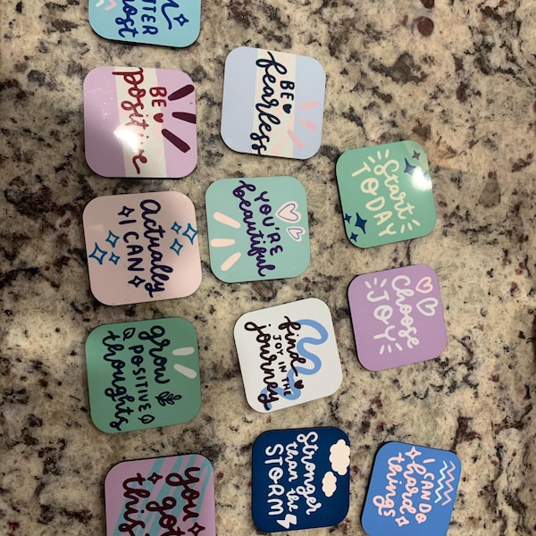 Positivity Magnets Set of 12, Cute Magnets With Positive Messages ...