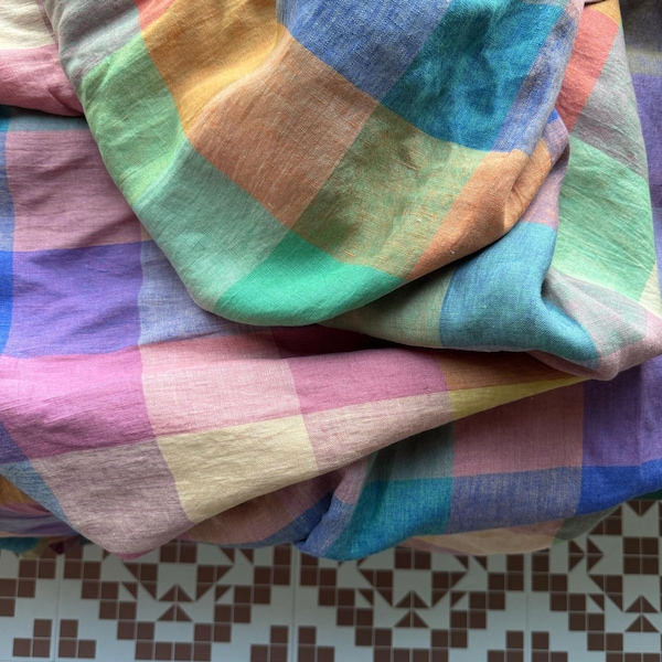 Teacup Laundered Linen Check Fabric by Merchant & Mills | Premium ...