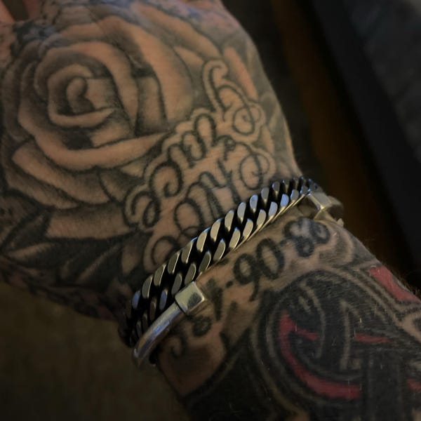Dark Silver Cuban Link Bracelet - Stainless Steel Chunky Chain Jewelry ...
