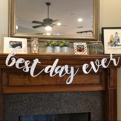 Best Day Ever Banner, Wedding Banner, Gold Glitter Party Decorations ...