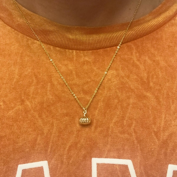Tiny Pumpkin Necklace//18 Karat Gold Filled//adjustable Chain//pumpkin ...