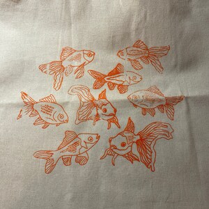 Gold Fish Tote Bag Screenprint Screen Printed Canvas - Etsy