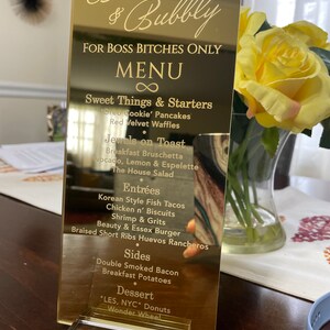 Standing Luxury Wedding Menu, Table Mirror Acrylic Engraved Menus With ...