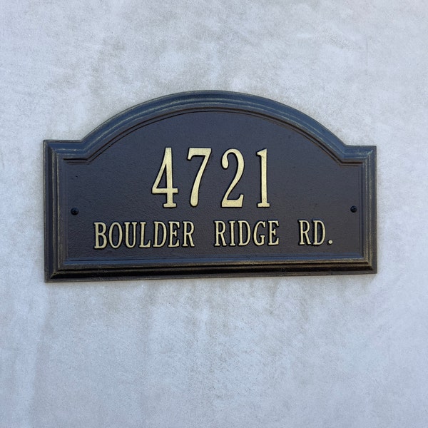 Personalized Metal Address Plaque. With Elaborate Raised Border and ...