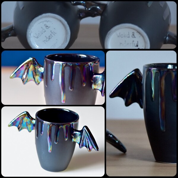 Lustre Wing Mug, Bat Wings Cup, Pearlescent Drip Wings, Kitchenware ...