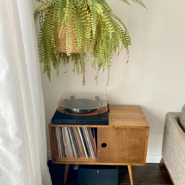 Mid Century Modern Record Console | MCM Vinyl Storage | Record Player ...