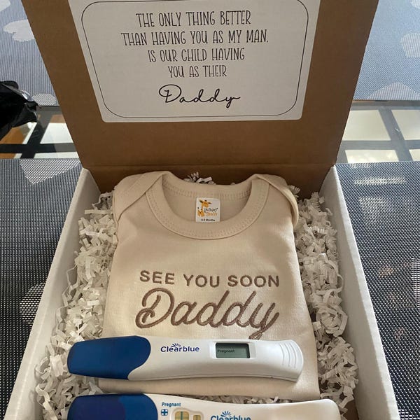 Surprise Box With Message, Embroidered See You Soon Daddy ONESIES ...