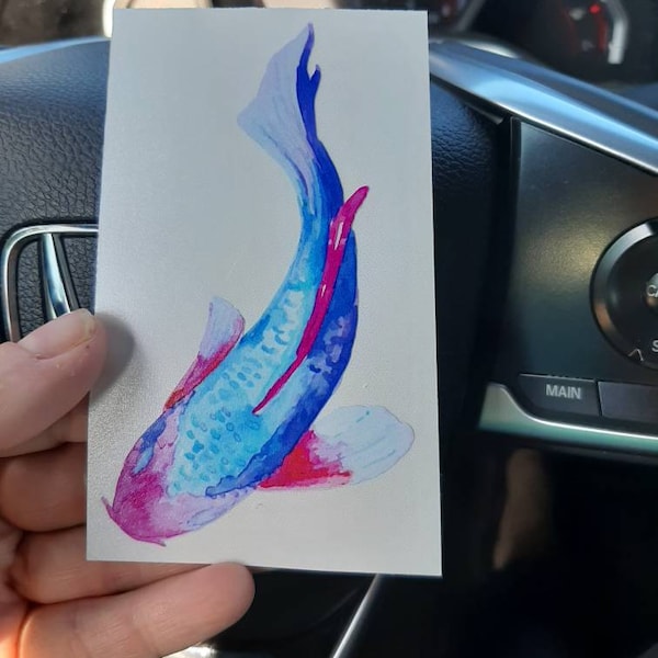 Purple and Blue Watercolor Koi Fish Car Window Full Color Vinyl Decal ...