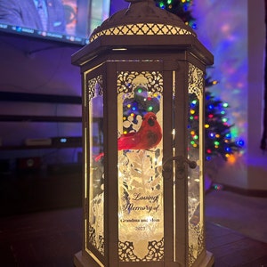Cardinal Memorial Lantern, in Memory Of, Sympathy Gift, Loss of Loved ...