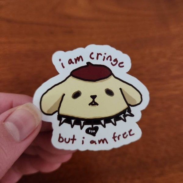 Sanrio Inspired Cute Yellow White Dog Bunny Cat Emo Cringe Sticker Cute ...