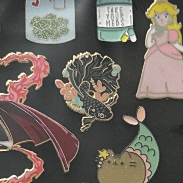 Black Betta Fish Enamel Pin, Betta Fish, Betta, Betta Pin, Fish Pin ...