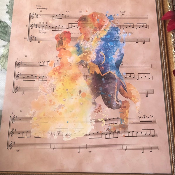 Beauty and the Beast Watercolor, Disney Wedding Gift, Disney ...