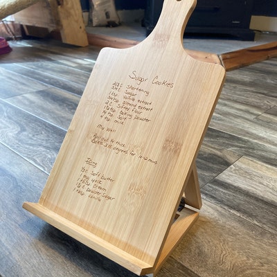 Cookbook Holder, Recipe Stand, Recipe Holder, Engraved Bamboo Chef's ...