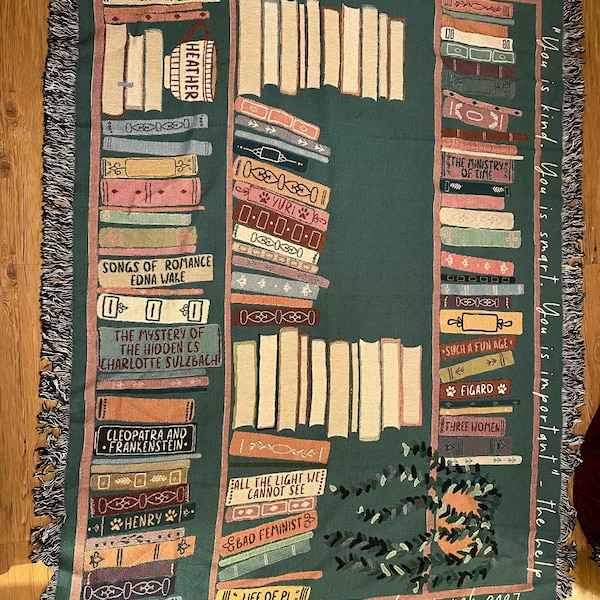 Book Lover Throw Blanket Bookish Woven Tapestry Personalized Gift for ...