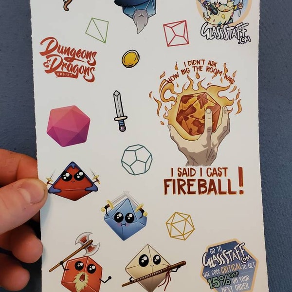 Cute Dice Sticker Packs | Cute Dnd Gift | Kawaii Gift for Dm | Dungeons ...