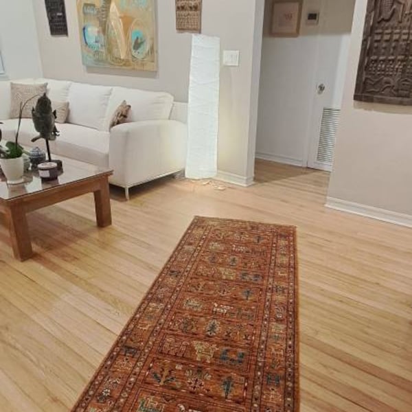 8x12 (245x365) Handmade Afghan Rug | Muted Neutral Denim Blue Beige ...