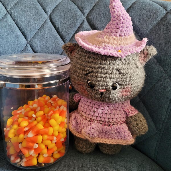 DIY Crochet Kitten Witch PATTERN PDF - Easy Amigurumi Kitten Witch ...