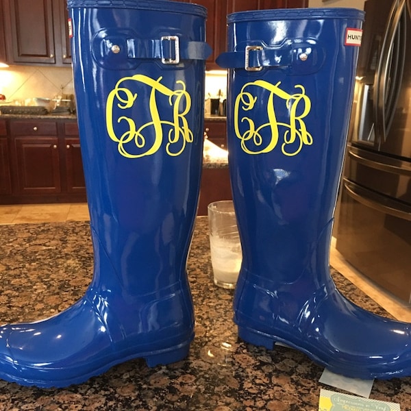 Monogrammed Rainboot Decal - Personalized Vinyl Decal - Custom Monogram ...