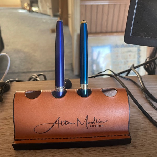 Fountain Pen Holder, Fountain Pen Stand, Leather Single Desk Pen Holder ...