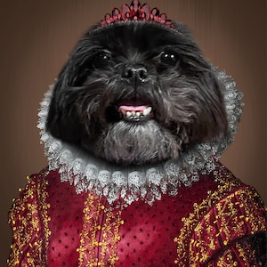 Custom Pet Portraits Queen Pet Portrait Female Animal | Etsy