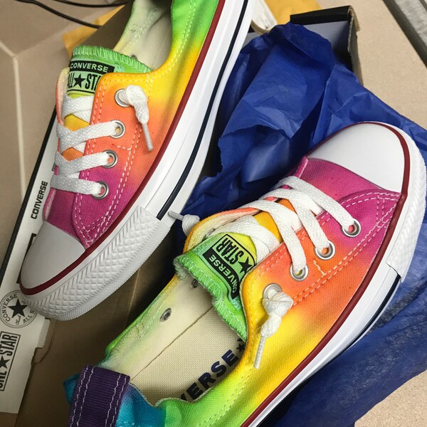 Custom Dyed Neon Rainbow Converse Shoreline Shoes - Etsy