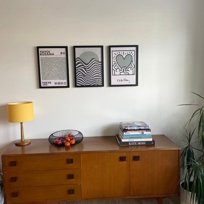 Set of 3 Sage Green Kusama, Keith Haring and Bauhaus Prints, Green Wall ...