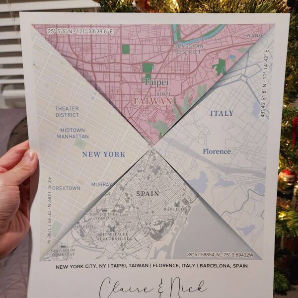 Custom Adventure Map, Personalized Custom Map Anniversary Gift Print ...
