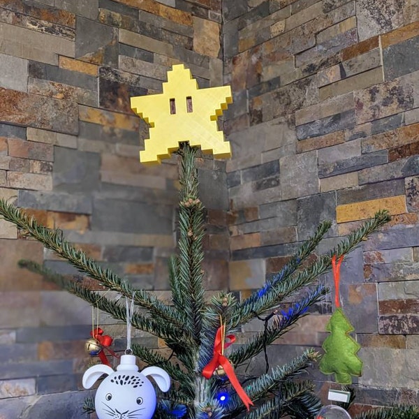 Pixel Super Mario Star Tree Top - Etsy