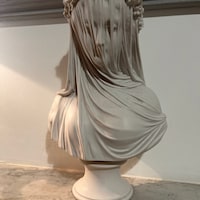 Veiled Lady Bust Sculpture - Female Antique Art Statue in Marble Stone ...
