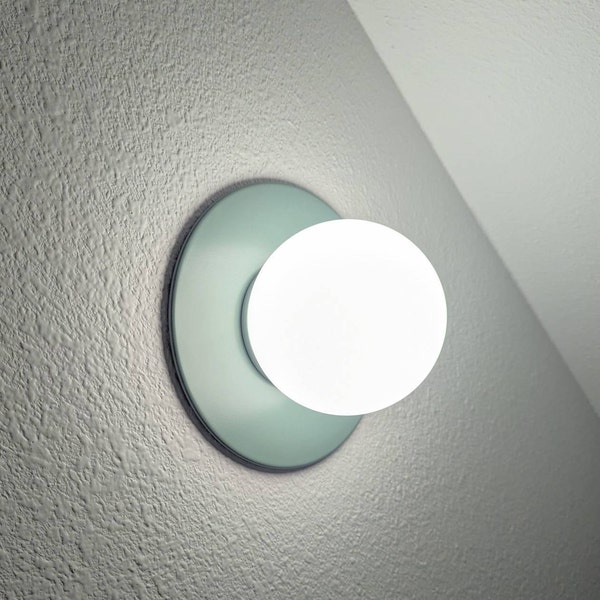 Showy Lamp Design - Brick Red Sconce - Flush Mount Sconce - Glass Globe ...