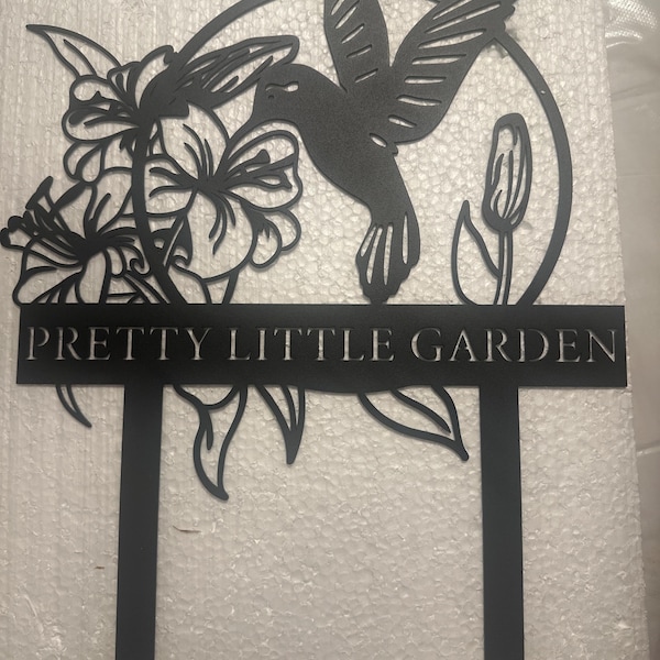 Custom Hummingbird Metal Garden Decor, Bird With Stakes Garden Sign ...