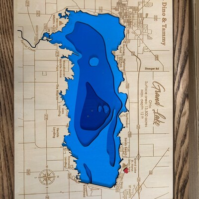 Digital File DXF, AI, SVG Custom Map Wood Bathymetric Map , Custom Wood ...