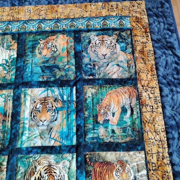 36" X 44" Panel Tigers Animals Eye of the Tiger Blocks Squares ...