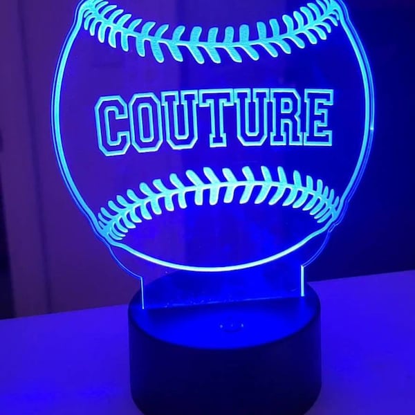 Baseball LED Light, Personalized Night Light, Sport Baseball Night ...