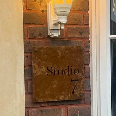 Square Corten Steel House Sign, Rusty House Steel, Name Sign, Weathered ...