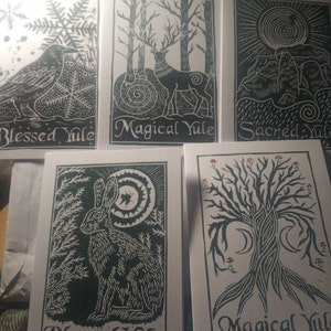 Yule Cards, 10 Pack of Mixed Designs. Pagan Xmas Cards - Etsy