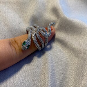 Adjustable Silver Snake/serpent Ring, Cz Pave - Etsy