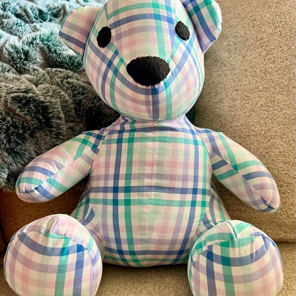 MEMORY KEEPSAKE BEAR Custom Handmade From 1 Fabric + Embroidery - Etsy